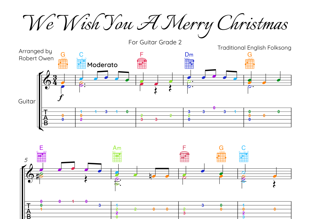 We Wish You A Merry Christmas (Guitar Grade 2) (arr. Robert Owen) by ...
