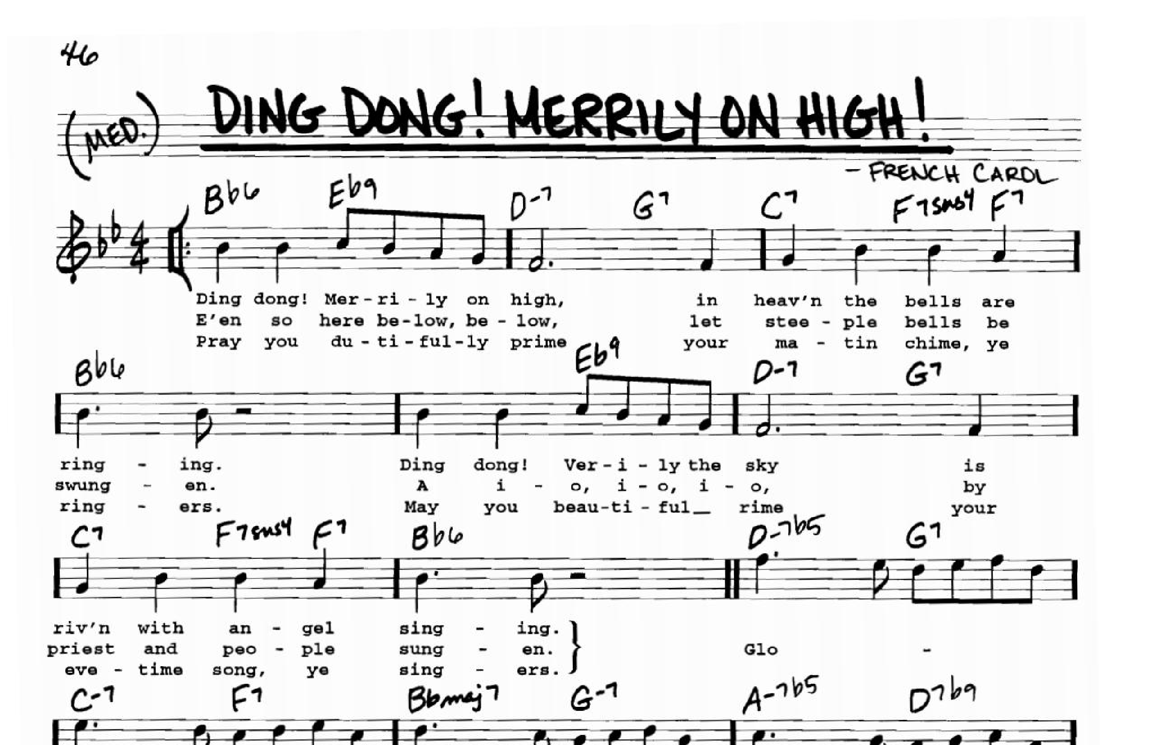 DING DONG! MERRILY ON HIGH - Lead Sheet (arr. French Carol) by French Carol Sheet Music for Lead ...