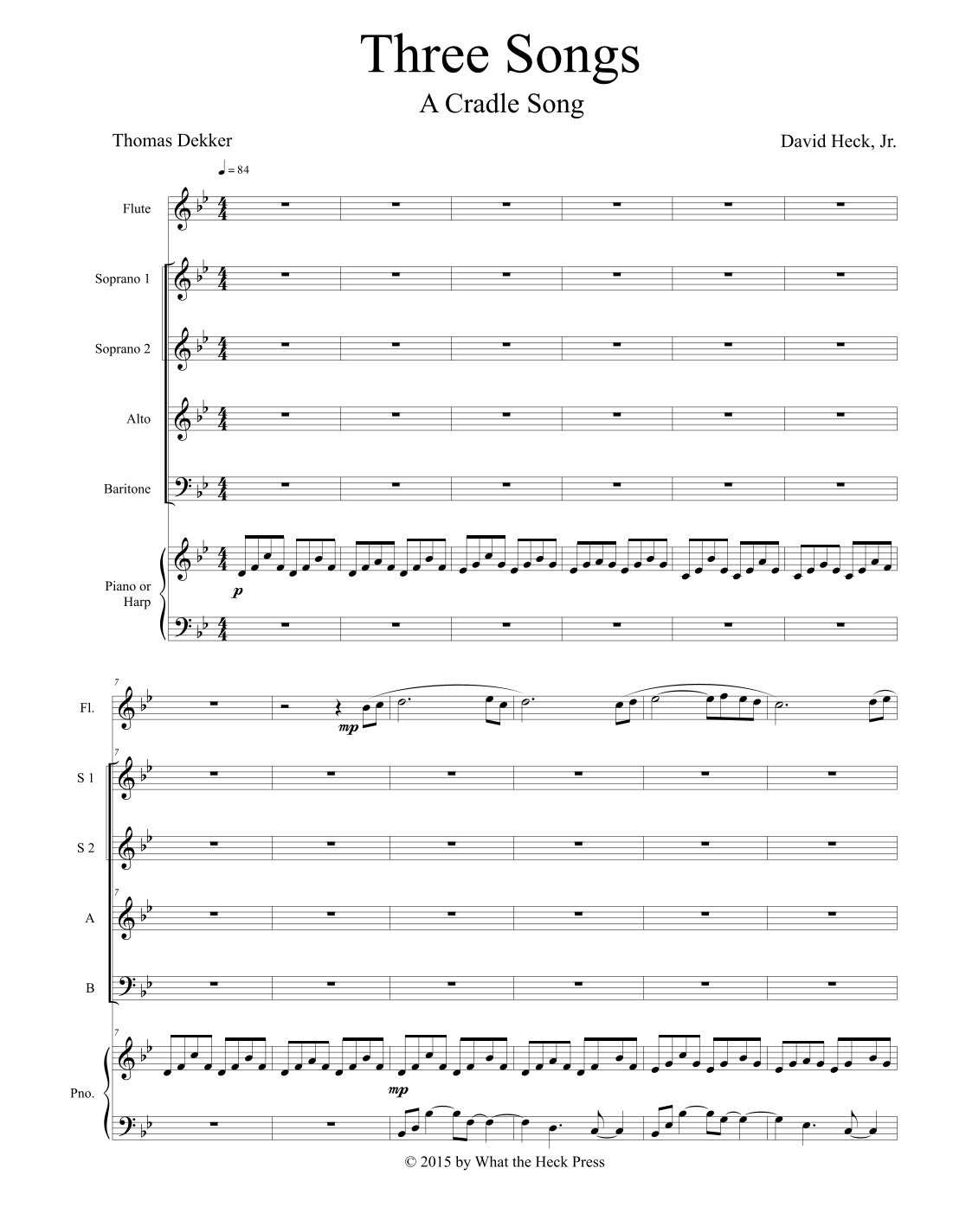 Three Songs: A Cradle Song by Thomas Dekker Sheet Music for SSAB Choir ...