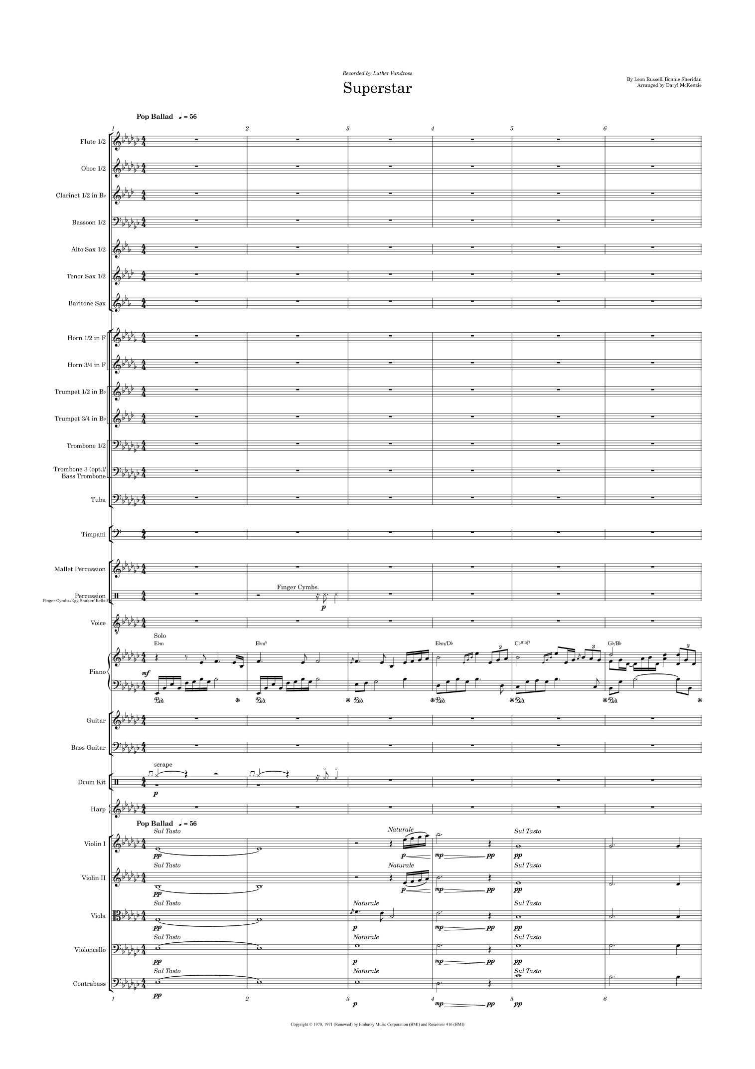 Superstar (arr. Daryl McKenzie) by The Carpenters Sheet Music for Full ...