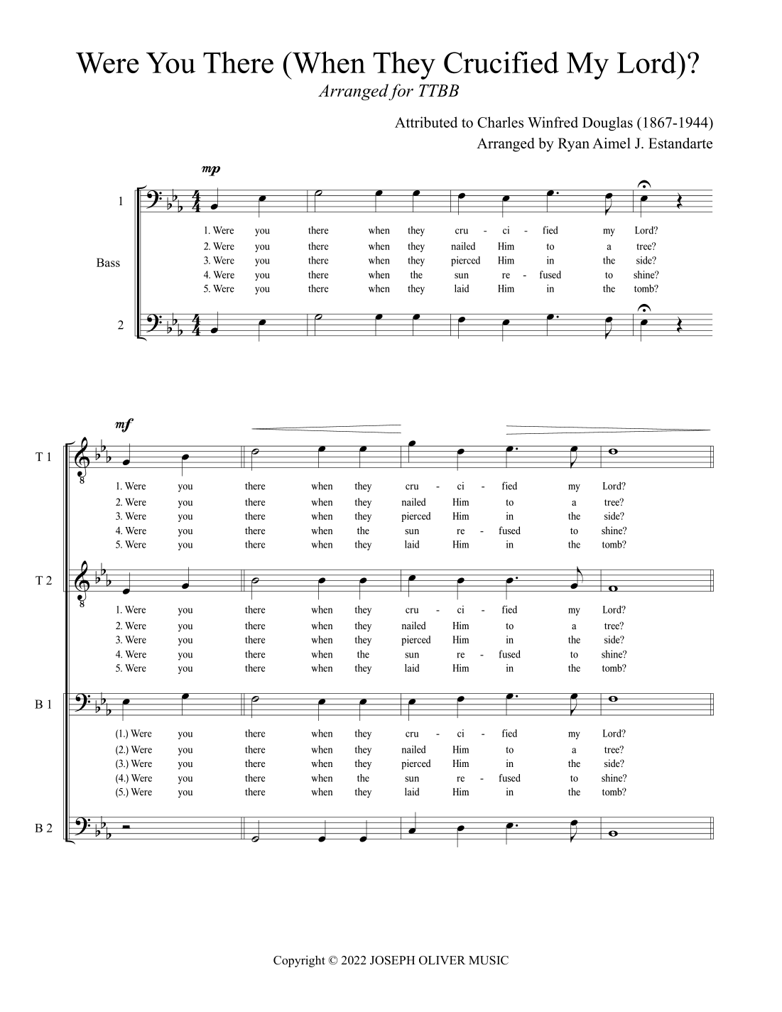 Were You There When They Crucified My Lord (arr. Ryan Estandarte) by ...