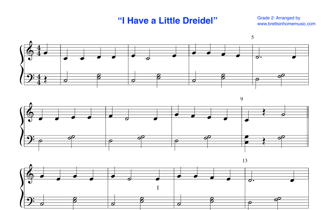 I Have a Little Dreidel (Grade 2) (arr. www.brettsinhomemusic.com) by ...