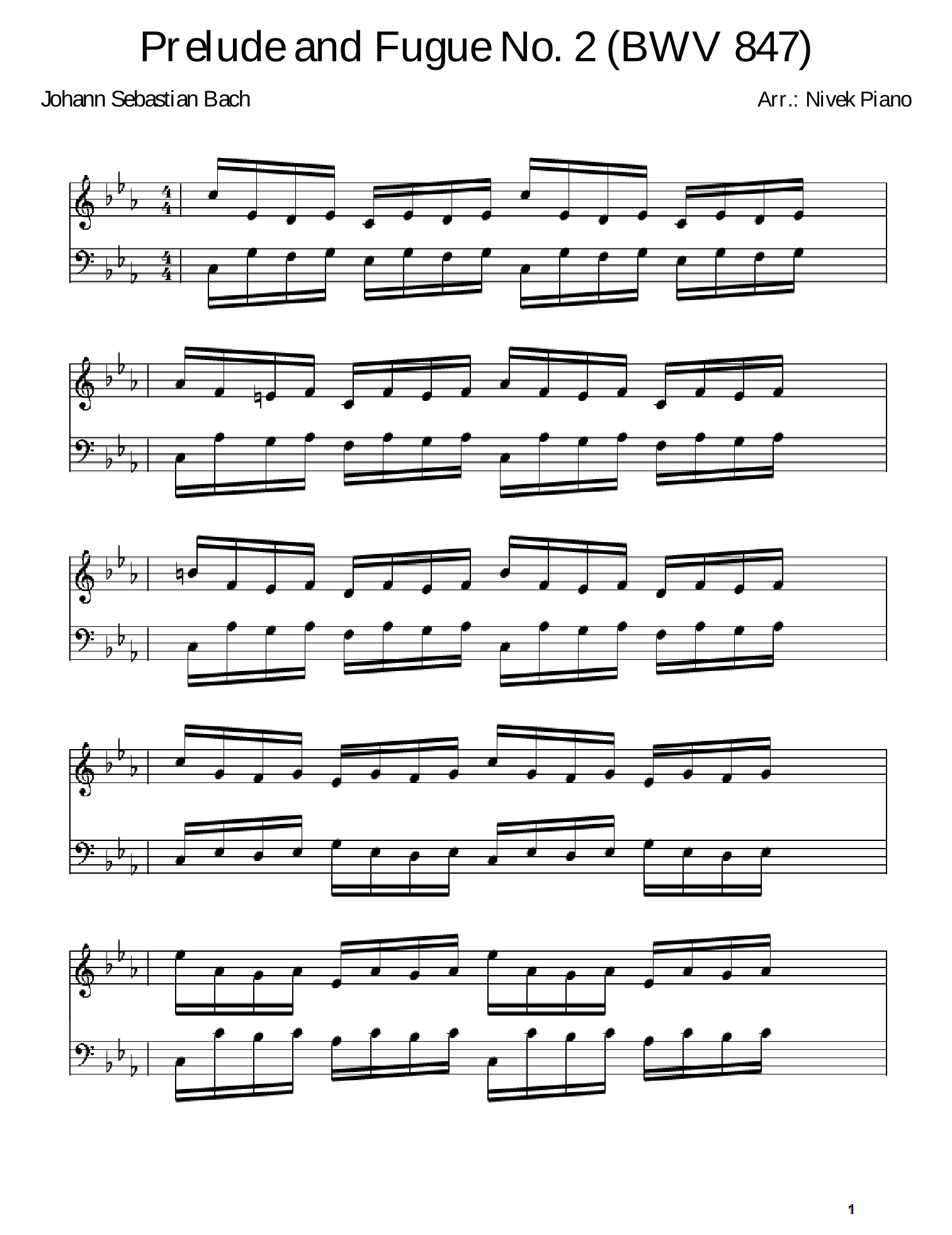 Prelude and Fugue No. 2 (BWV 847) - Johann Sebastian Bach (arr. Nivek ...