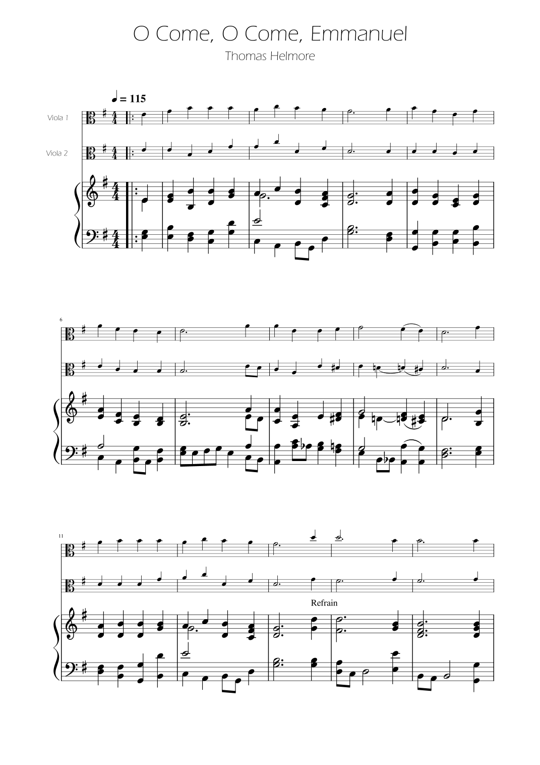 O Come, O Come, Emmanuel - Viola Duet (arr. Ygor Nunes) by Thomas ...