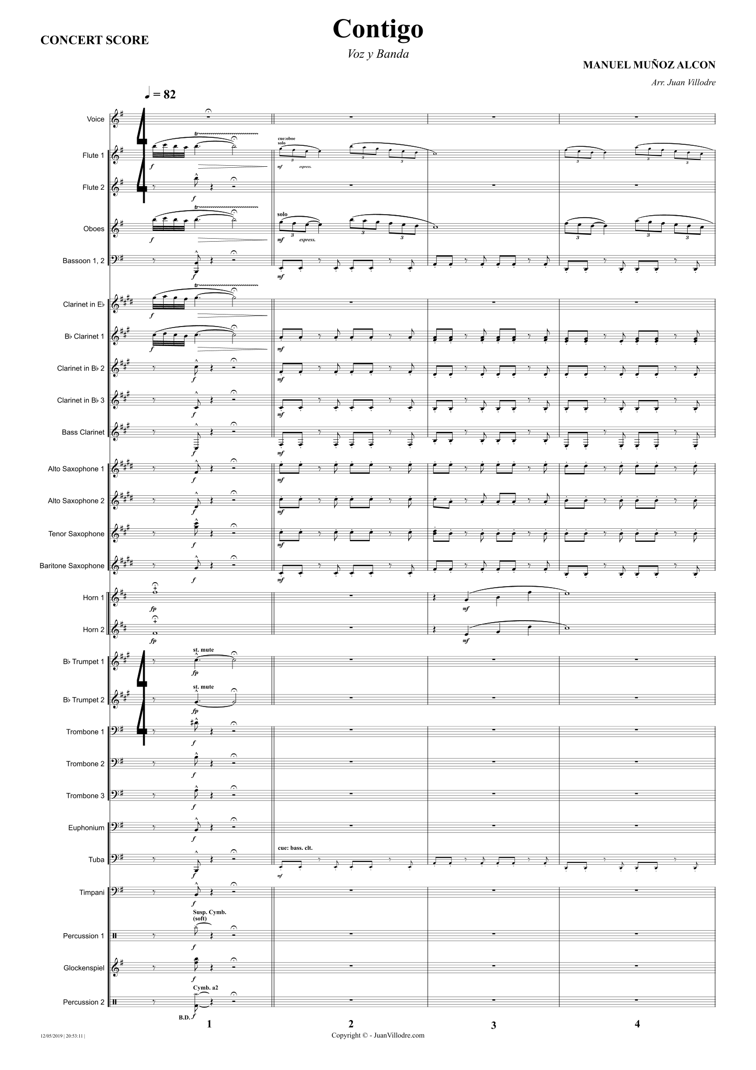 Contigo by Rocio Jurado Sheet Music for Concert Band at Sheet Music Direct