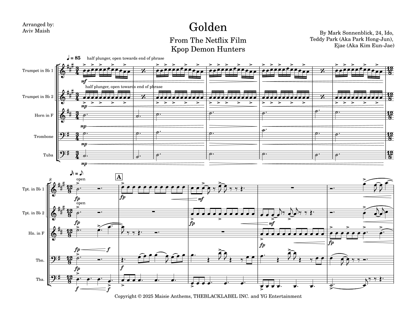 Golden (arr. Aviv Maish) by Huntr/X (Ejae, Audrey Nuna And Rei Ami ...