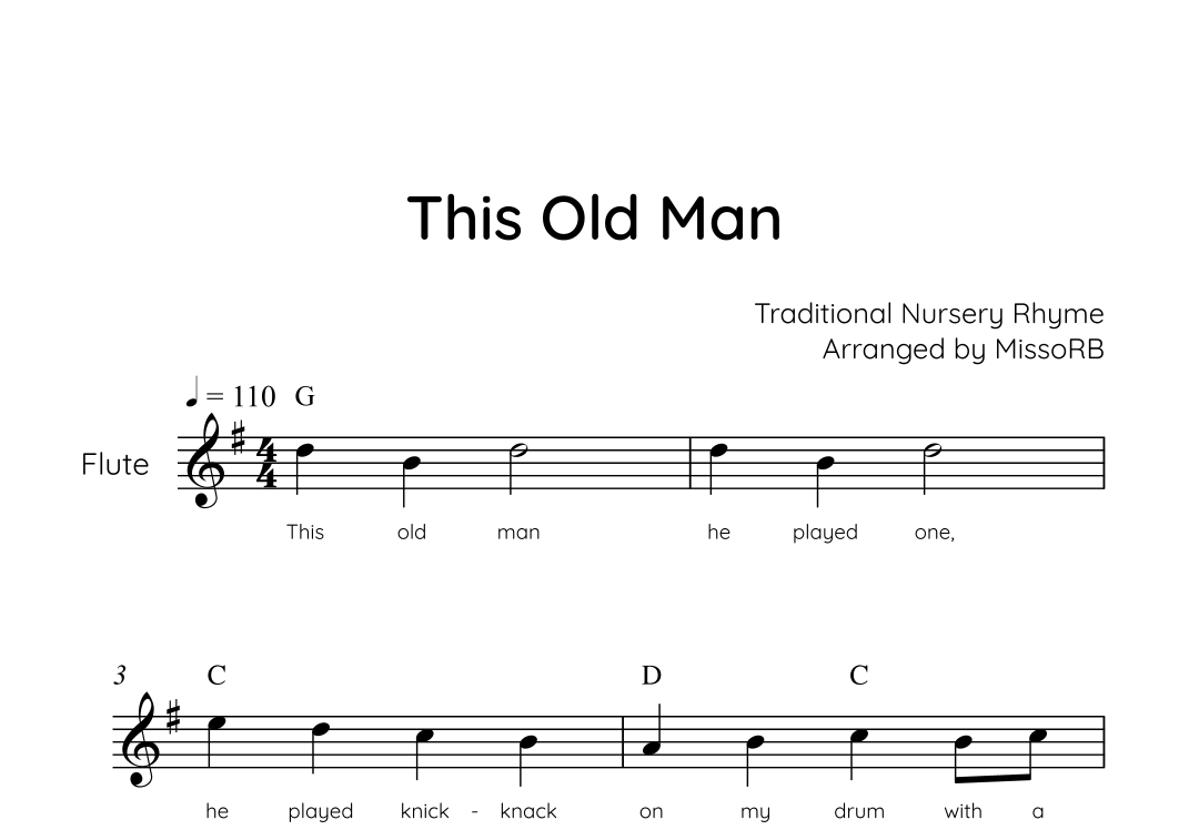This Old Man - Flute in G With Chords & Lyric - Easy (arr. MissoRB) by ...