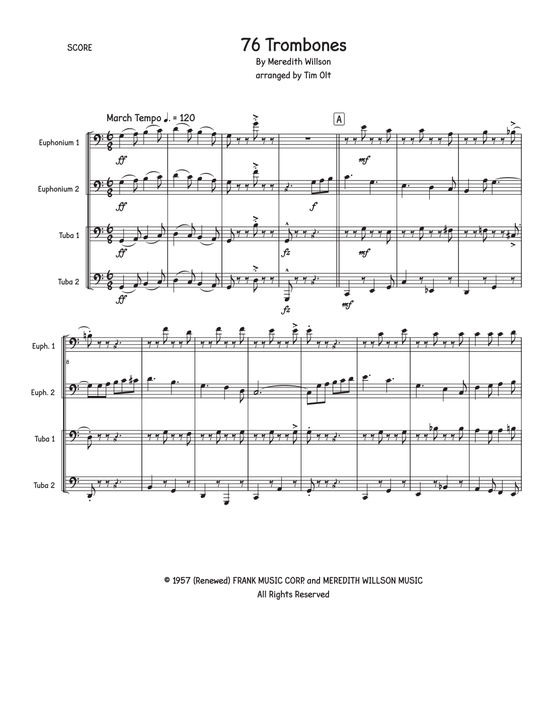 Seventy Six Trombones (arr. Tim Olt by Ambassadors Of Harmony Sheet ...