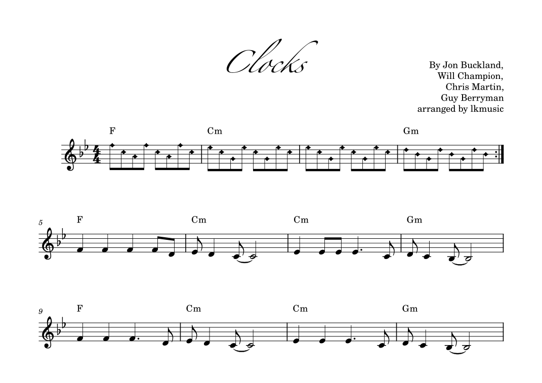 Clocks (arr. Lkmusic) by Coldplay Sheet Music for Trumpet Solo at Sheet ...