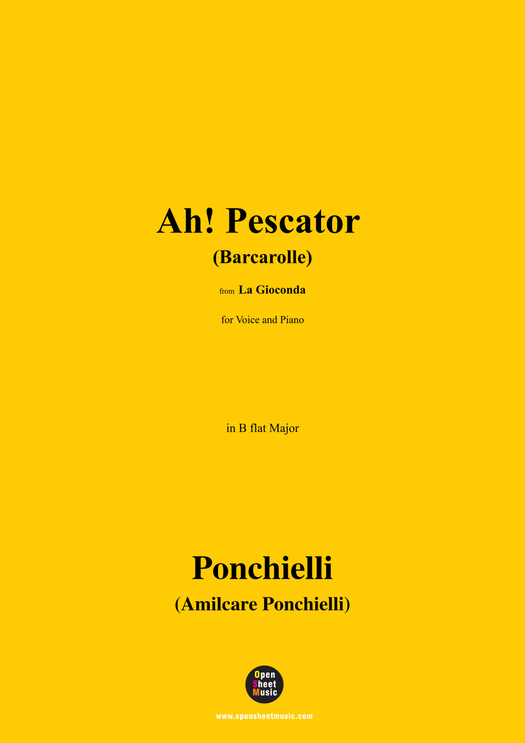 Amilcare Ponchielli-Ah!Pescator, from 'La Gioconda,Op.9', in B flat ...