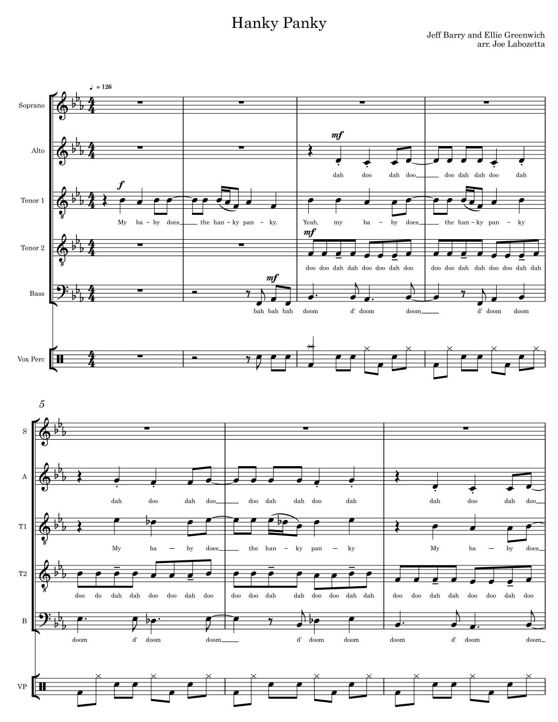 Hanky Panky (arr. Joe Labozetta) by Tommy James & The Shondells Sheet ...