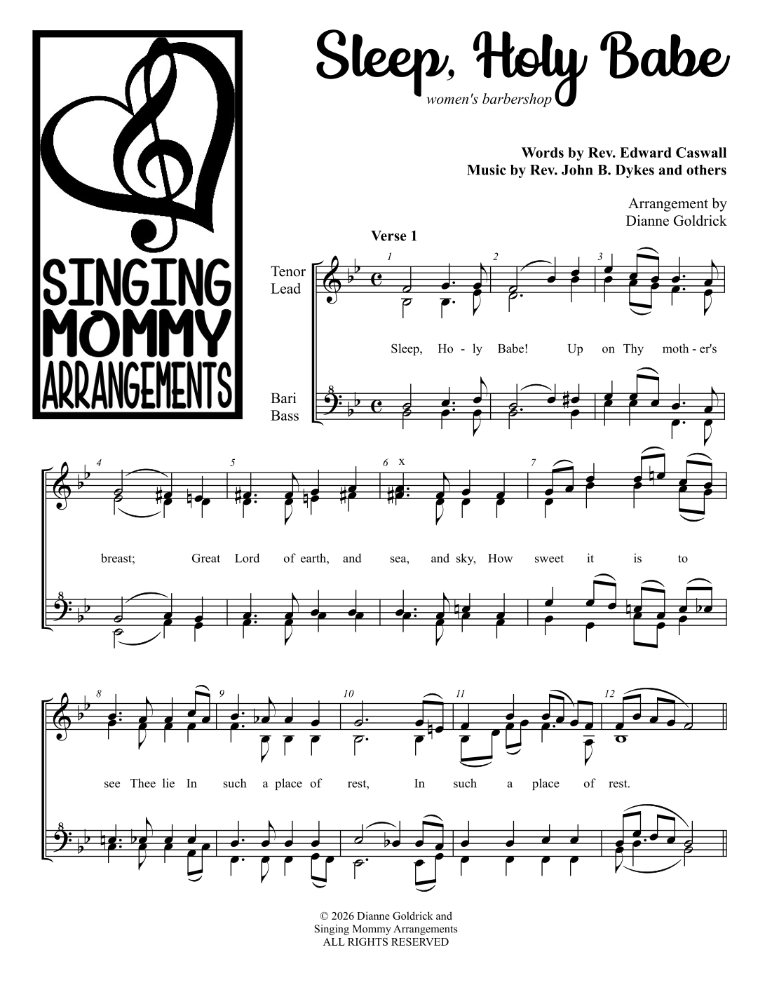 Sleep, Holy Baby (arr. Dianne Goldrick) by Words by Rev. Edward Caswall ...