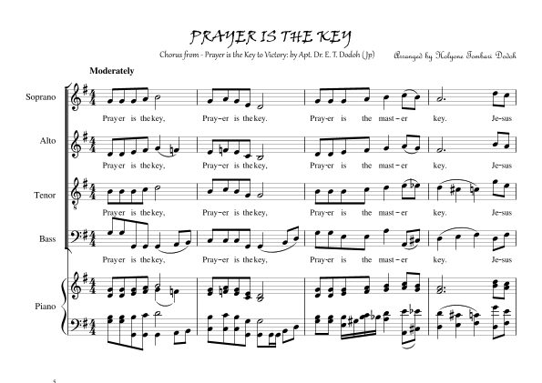 Prayer is the Key (arr. Holyone Tombari Dodoh) by Gbere Dodoh Sheet ...
