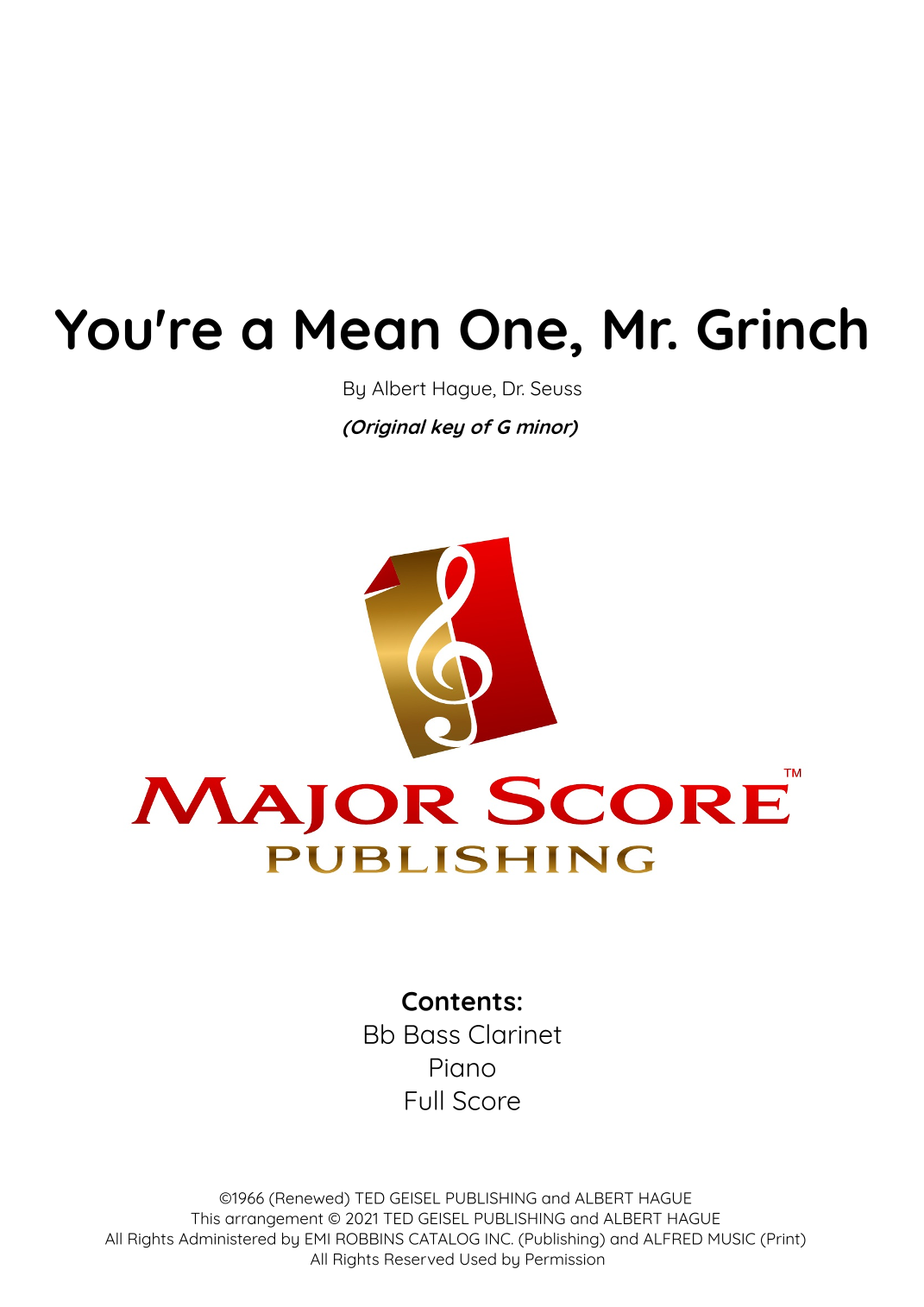 You're A Mean One, Mr. Grinch (arr. MAJOR SCORE PUBLISHING TM.) by ...