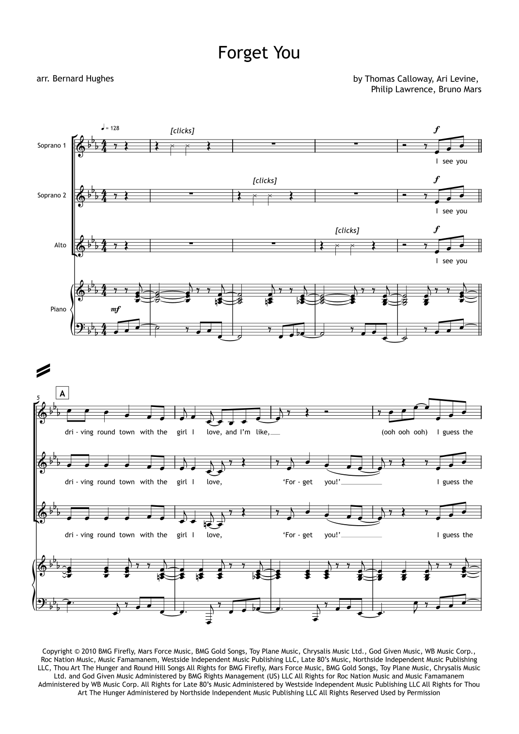 Forget You (arr. Bernard Hughes) by Cee Lo Green Sheet Music for SSA ...