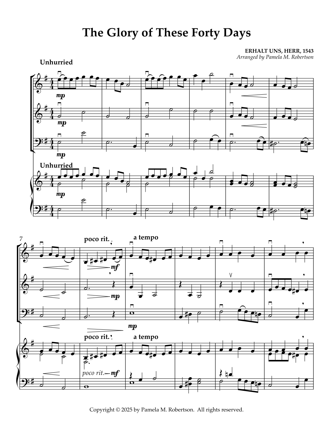 The Glory of These Forty Days (arr. Pamela M. Robertson) by ERHALT UNS ...