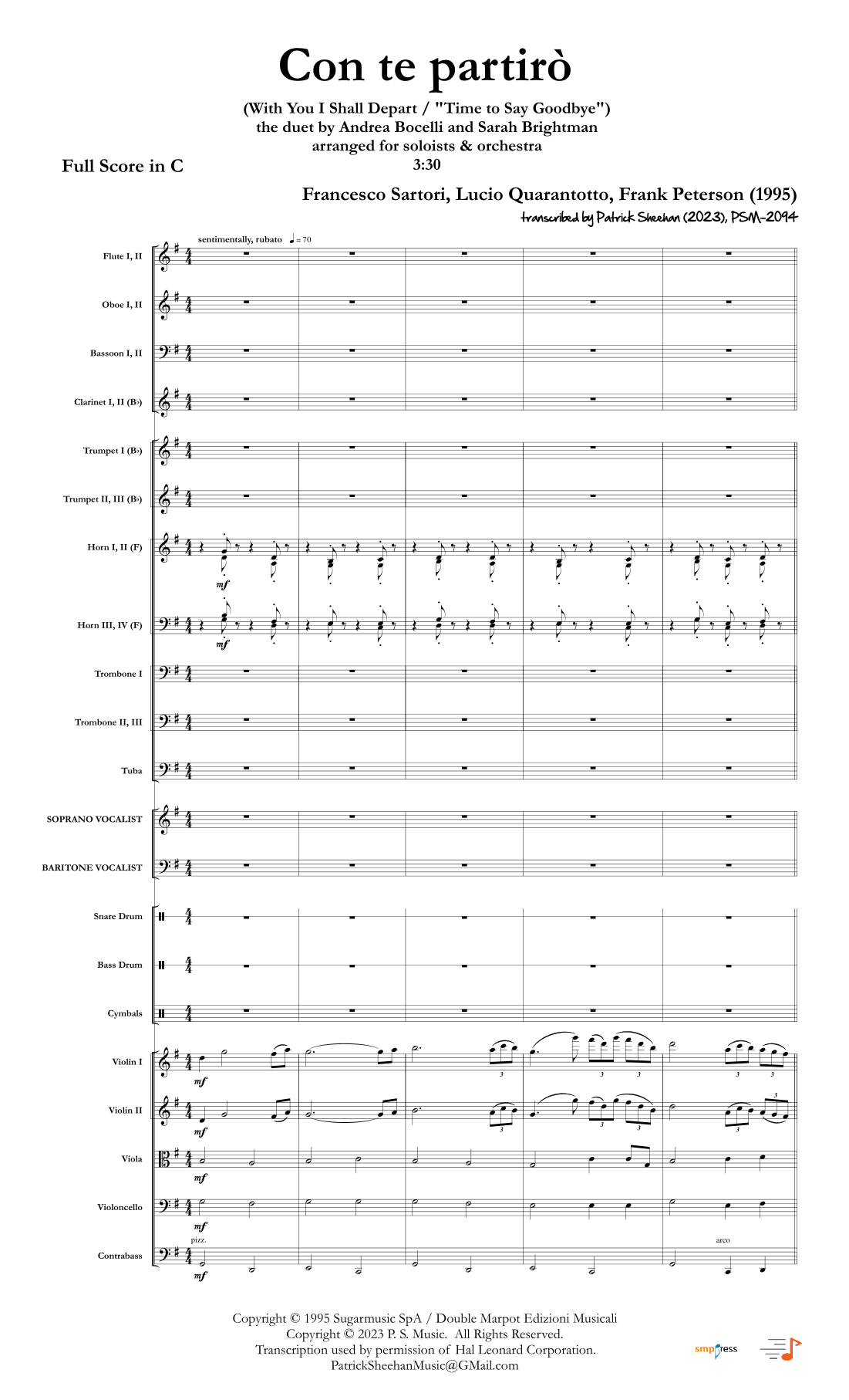 Time To Say Goodbye (arr. Patrick Sheehan) by Andrea Bocelli & Sarah ...