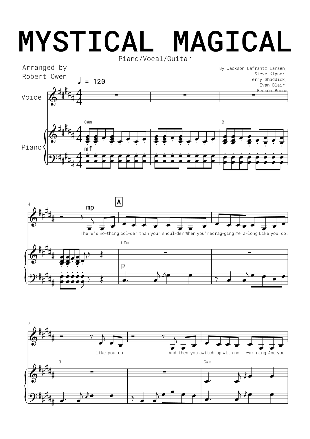 Mystical Magical (arr. Robert Owen) by Benson Boone Sheet Music for ...