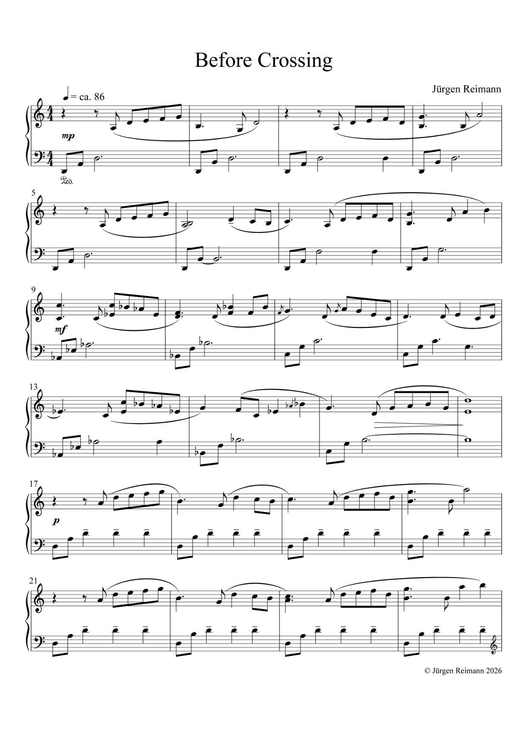 Before Crossing by Jürgen Reimann Sheet Music for Piano Solo at Sheet ...