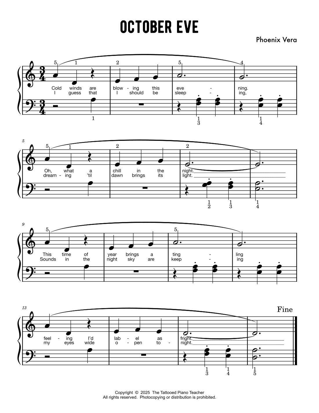 October Eve [Elementary Piano Solo] by Phoenix Vera [The Tattooed Piano ...