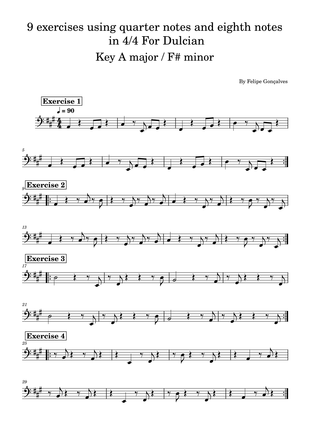 9 exercises using quarter notes and eighth notes in 4/4 For Dulcian by ...