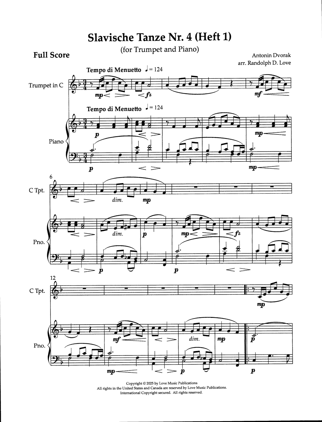 Slavische Tanze (Slavonic Dance) Nr. 4 (Heft I) (arr. Dr. Randolph D ...