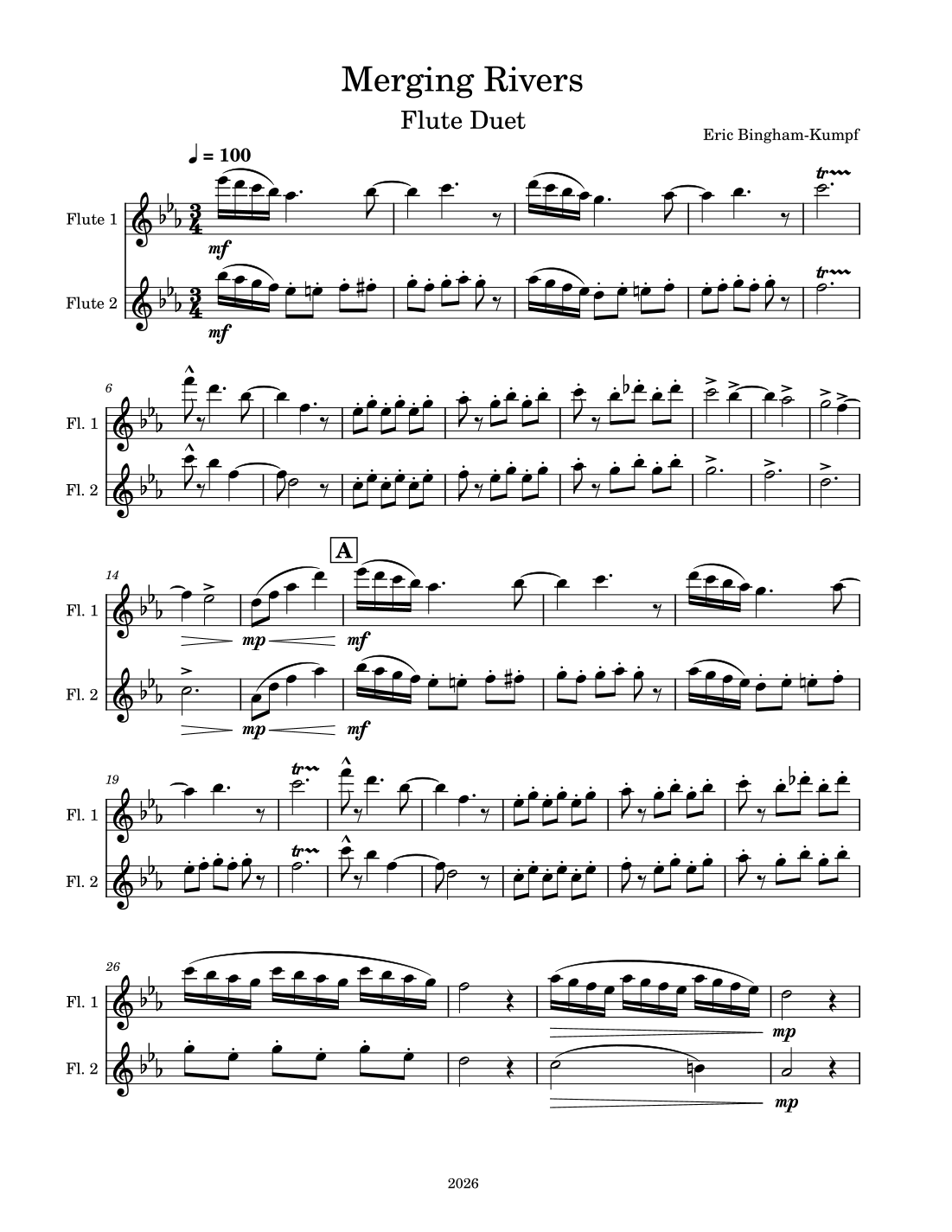 Merging Rivers by Eric Bingham-Kumpf Sheet Music for Flute Duet at ...