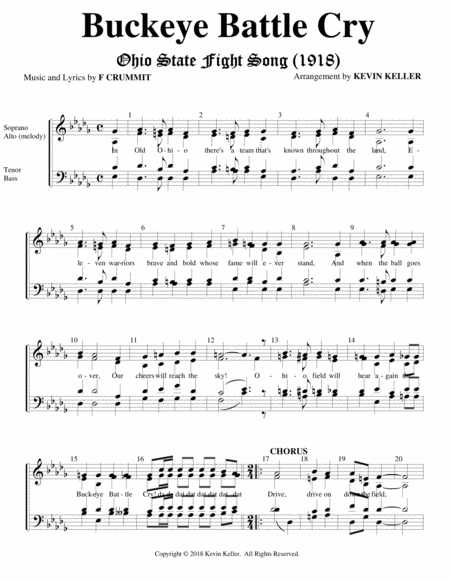 Buckeye Battle Cry (OSU Fight Song) Sheet Music | F Crummit | SATB Choir