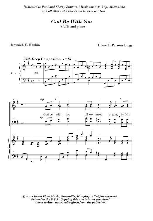 God Be With You by DLB Sheet Music for SATB Choir at Sheet Music Direct