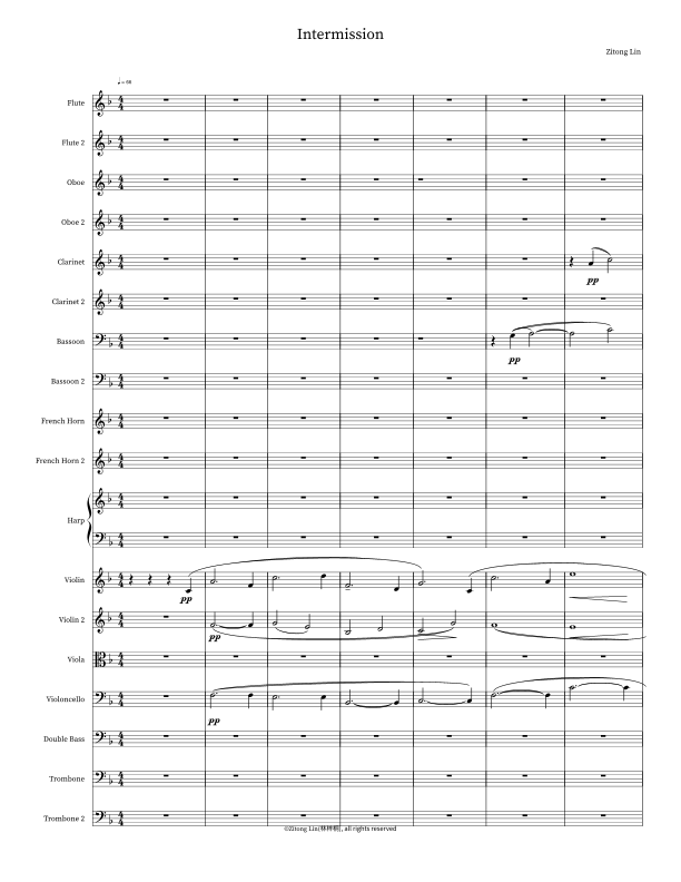 Intermission by Zitong Lin Sheet Music for Full Orchestra at Sheet ...