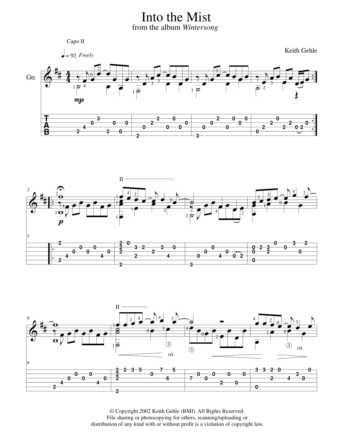 Into the Mist for solo classical fingerstyle guitar (+TAB) by Keith ...