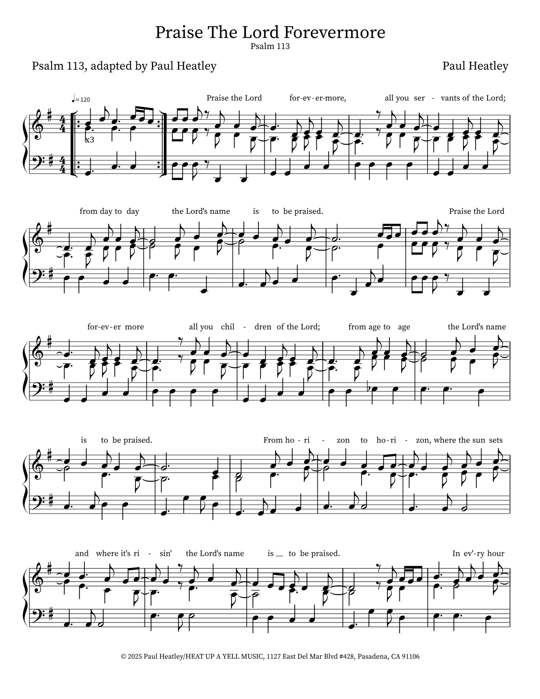Praise the Lord Forevermore (Psalm 113) by Paul Heatley Sheet Music for ...