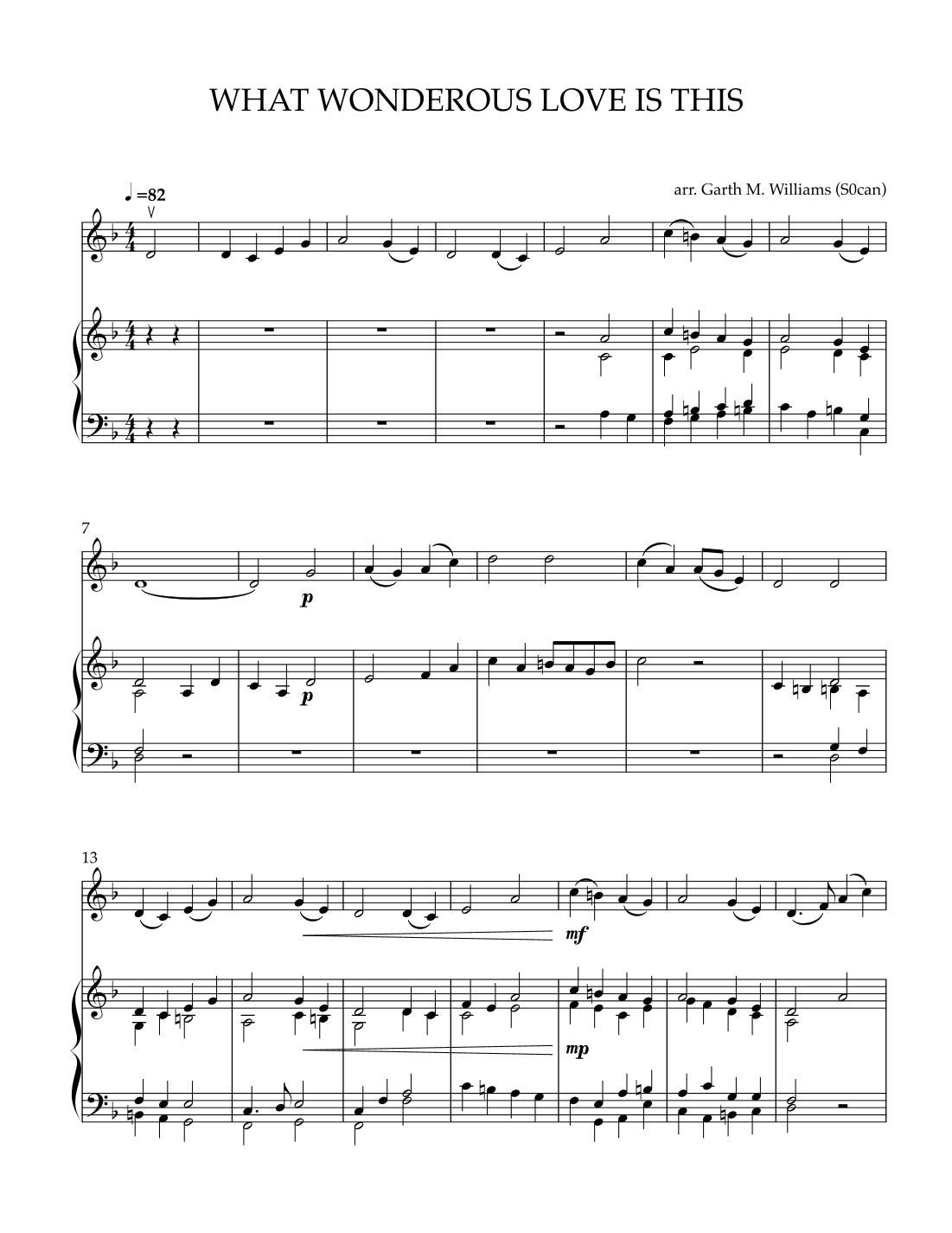 WHAT WONDEROUS LOVE IS THIS FOR SOLO VIOLIN AND PIANO (arr. Garth ...