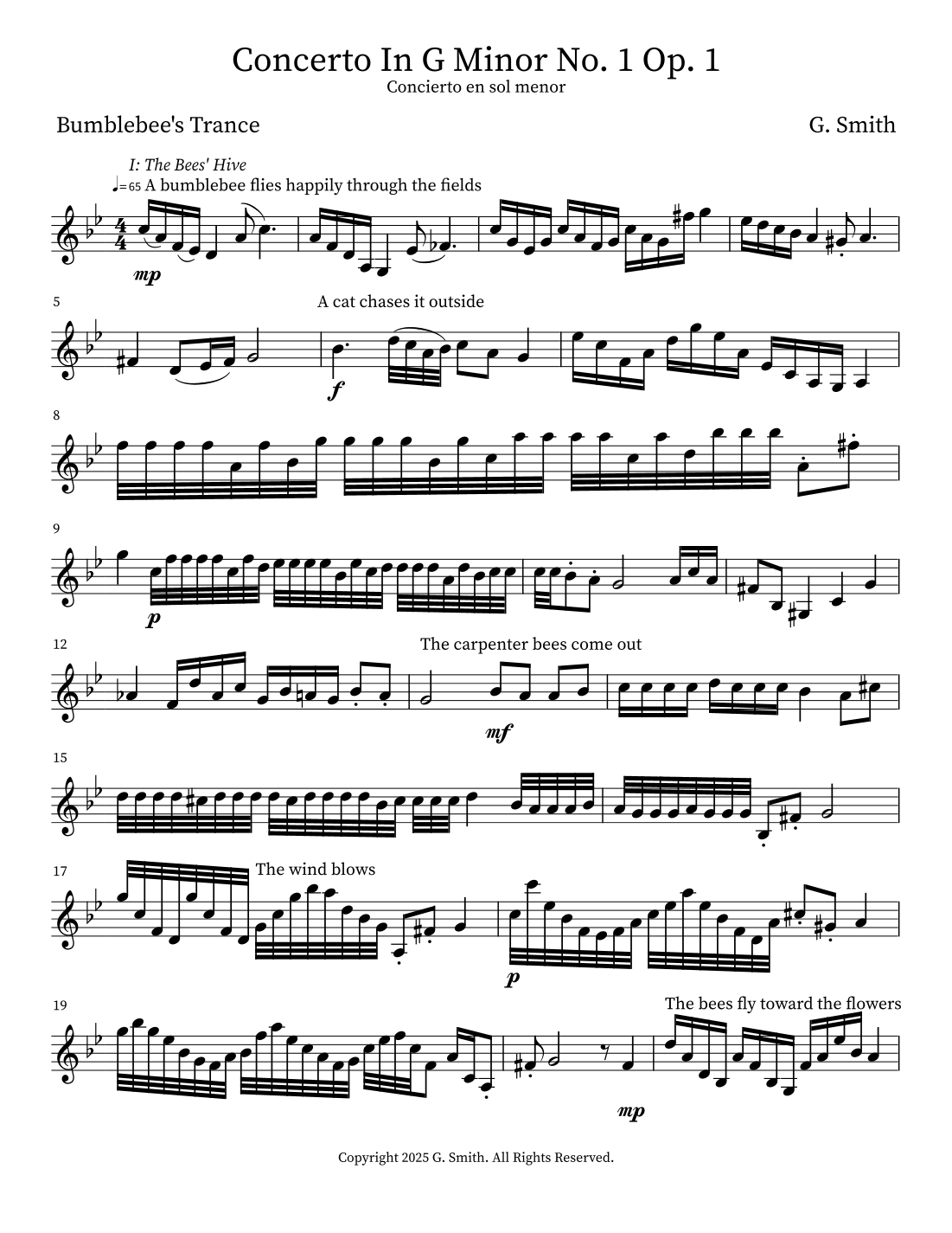 Concerto No.1 Op.1 In G Minor (Bumblebee's Trance) by None Sheet Music ...
