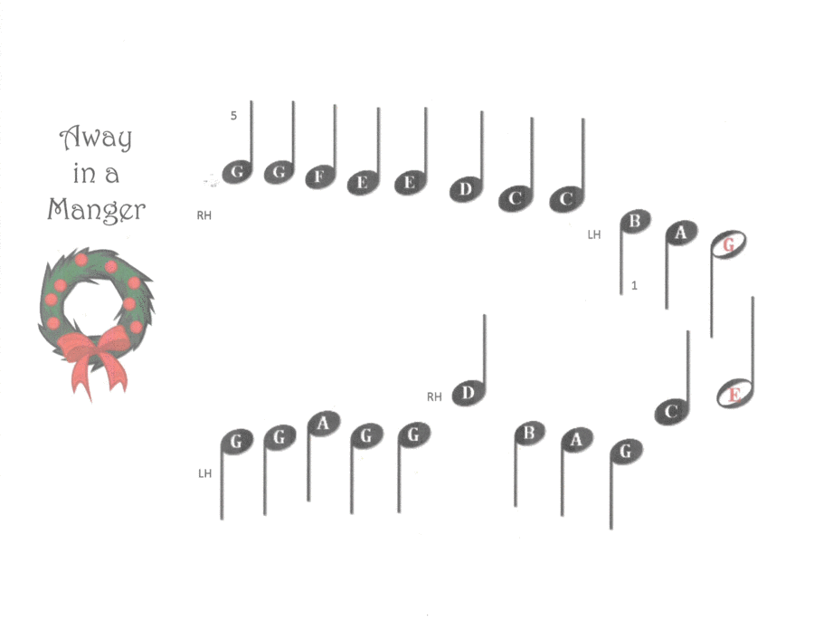 Away In A Manger Prereading Sheet Music Traditional Piano Solo Away In A Manger Prereading Sheet Music Traditional Piano Solo