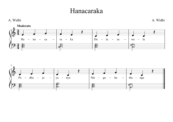 Hanacaraka Sheet Music | A. Widhi | Piano Solo