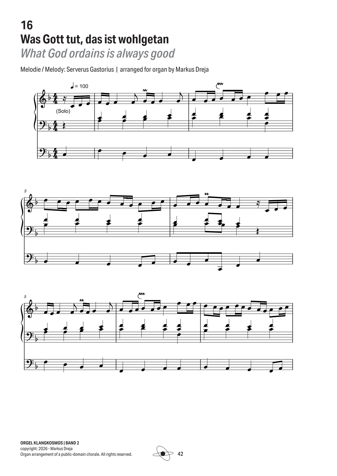 Trumpet Tune über: Was Gott tut das ist wohlgetan – Chorale Arrangement ...