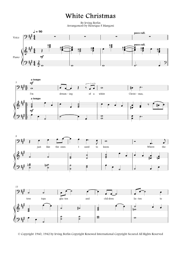 White Christmas Sheet Music Bing Crosby