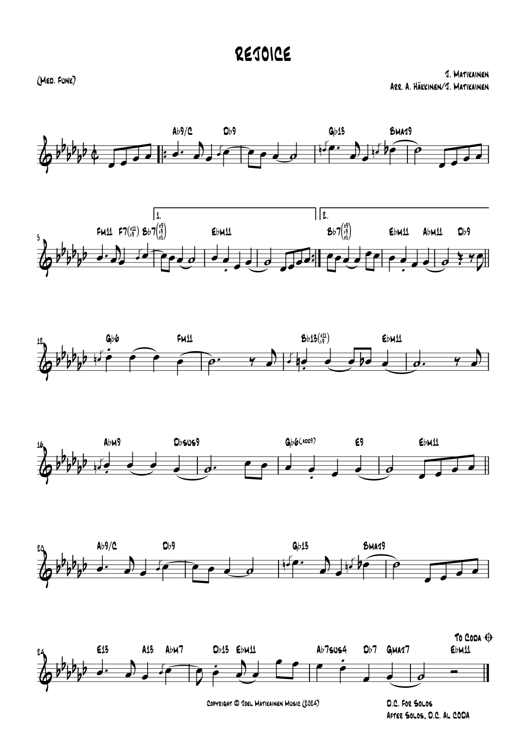 rejoice by Joppo Matikainen Sheet Music for Lead Sheet / Fake Book at ...