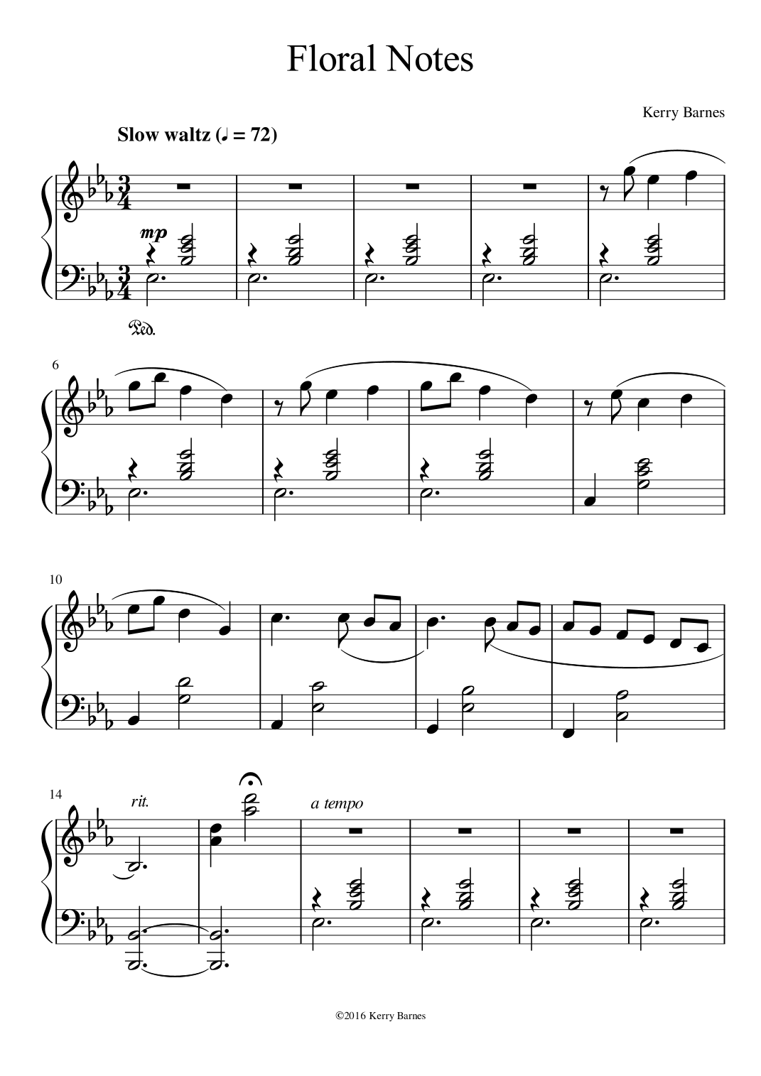 Floral Notes Noten | KERRY BARNES | Klavier solo