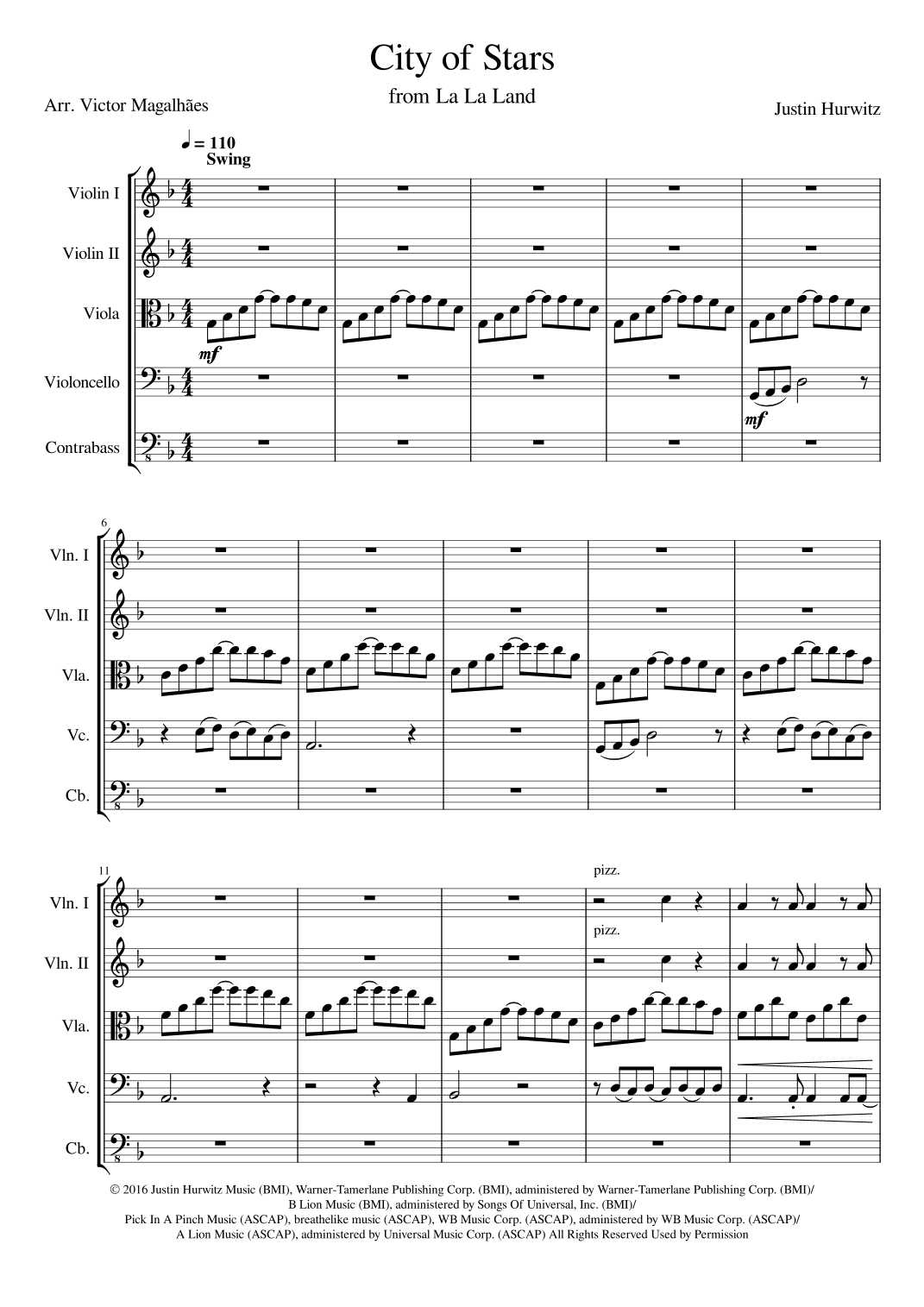 City Of Stars (arr. Victor Magalhães) by Ryan Gosling Sheet Music for ...