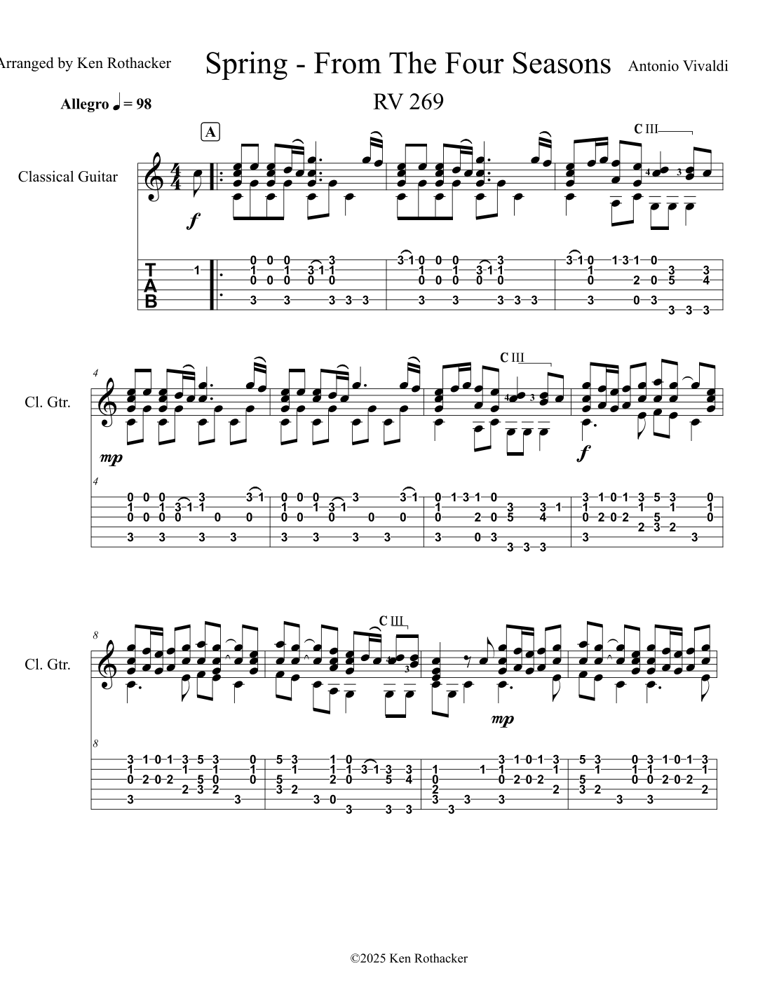 Spring from "The Four Seasons" (arr. Ken Rothacker) by Ken Rothacker ...