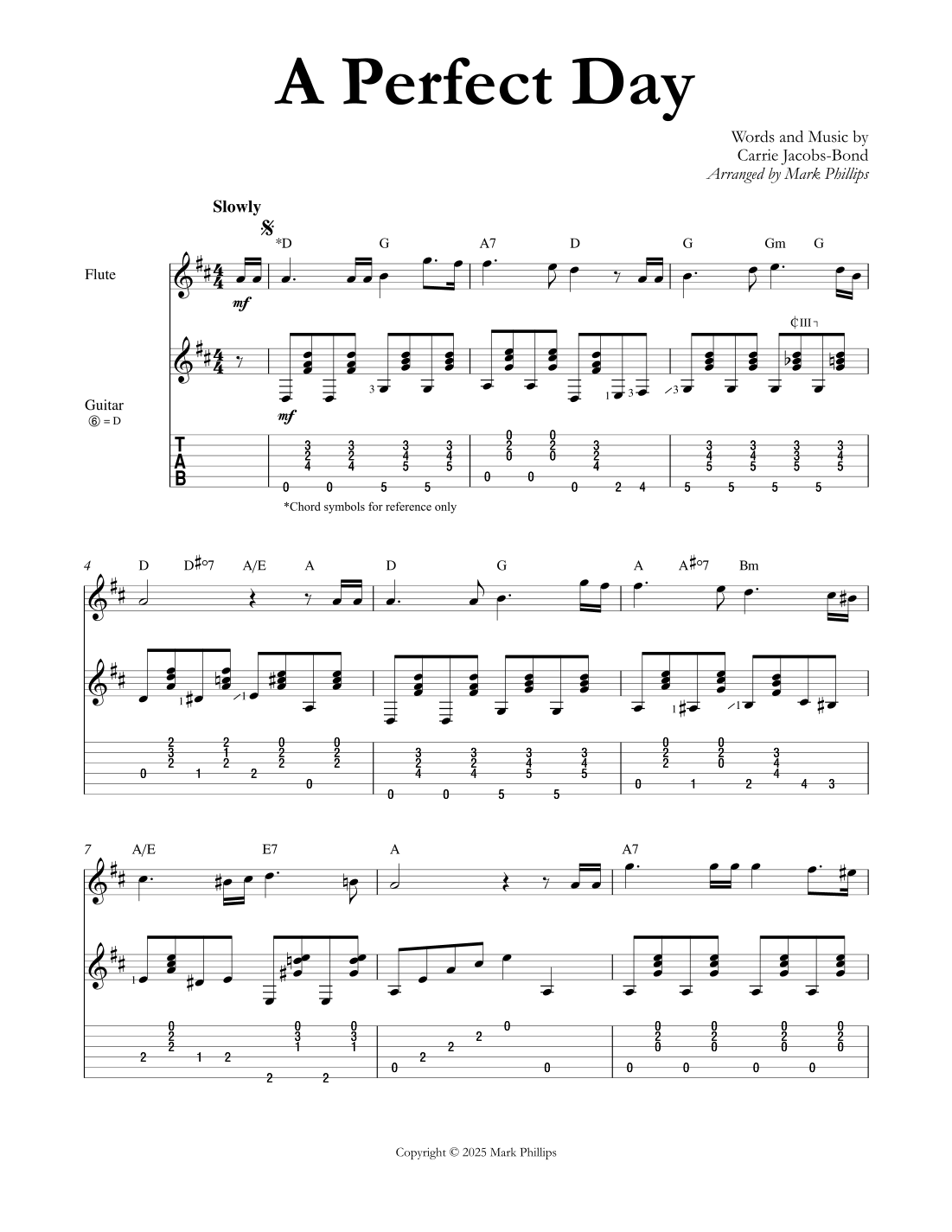 A Perfect Day (arr. Mark Phillips) by Carrie Jacobs-Bond Sheet Music ...