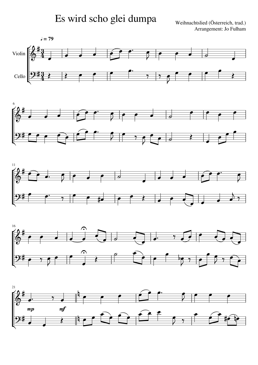 Es wird scho glei dumpa (arr. Jo Fulham) by Anton Reidinger Sheet Music ...