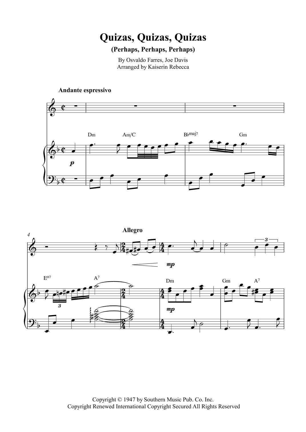 Quizas, Quizas, Quizas (Perhaps, Perhaps, Perhaps) (arr. Kaiserin ...