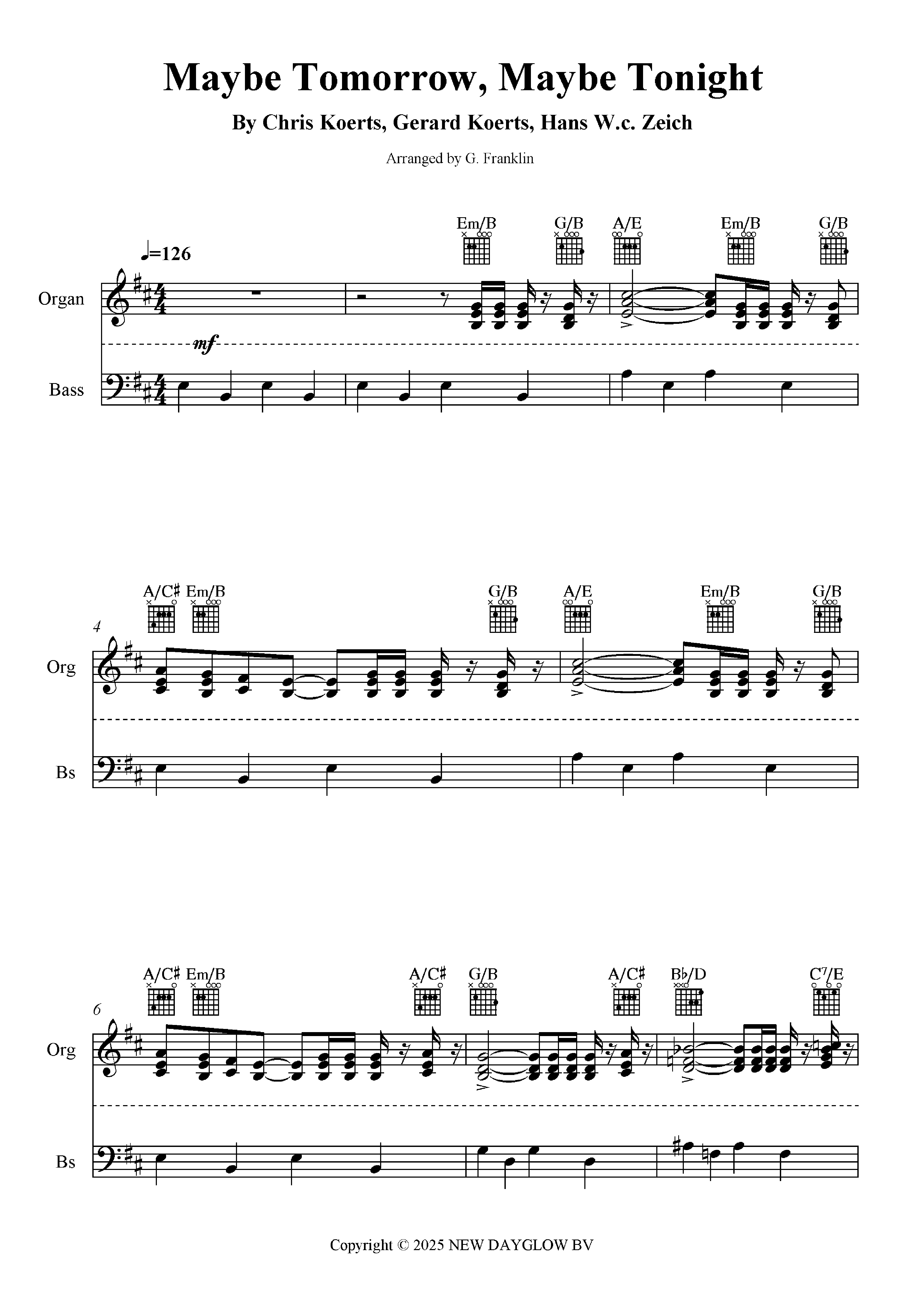 Maybe Tomorrow Maybe Tonight (arr. Gary Franklin) by Hans W.c. Zeich ...
