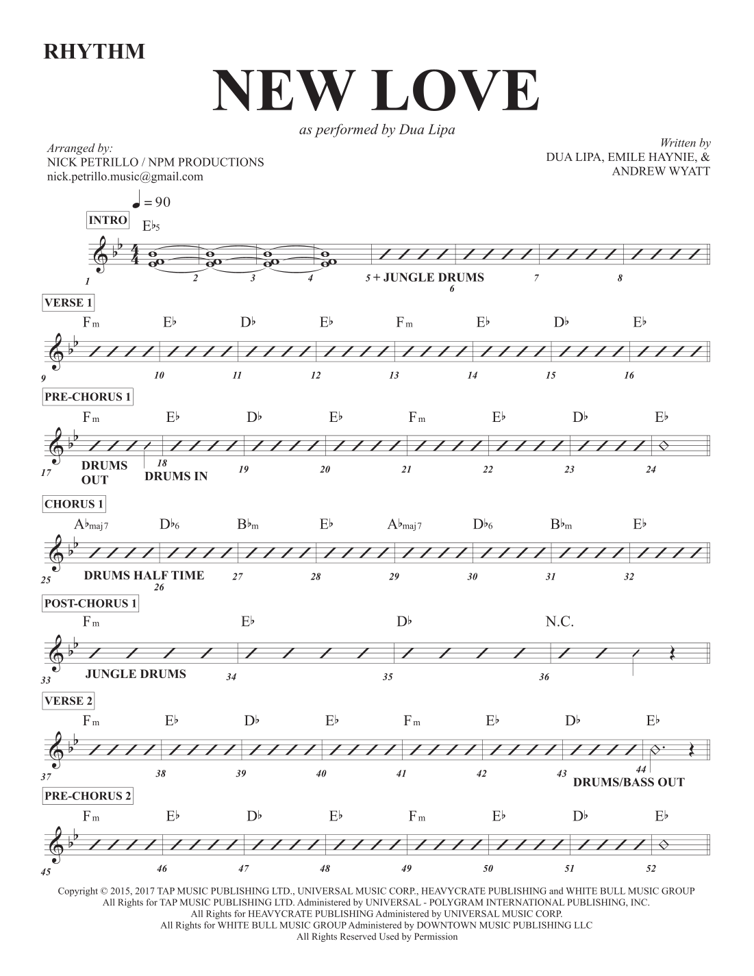 New Love (arr. Nick Petrillo) by Dua Lipa Sheet Music for Lead Sheet ...