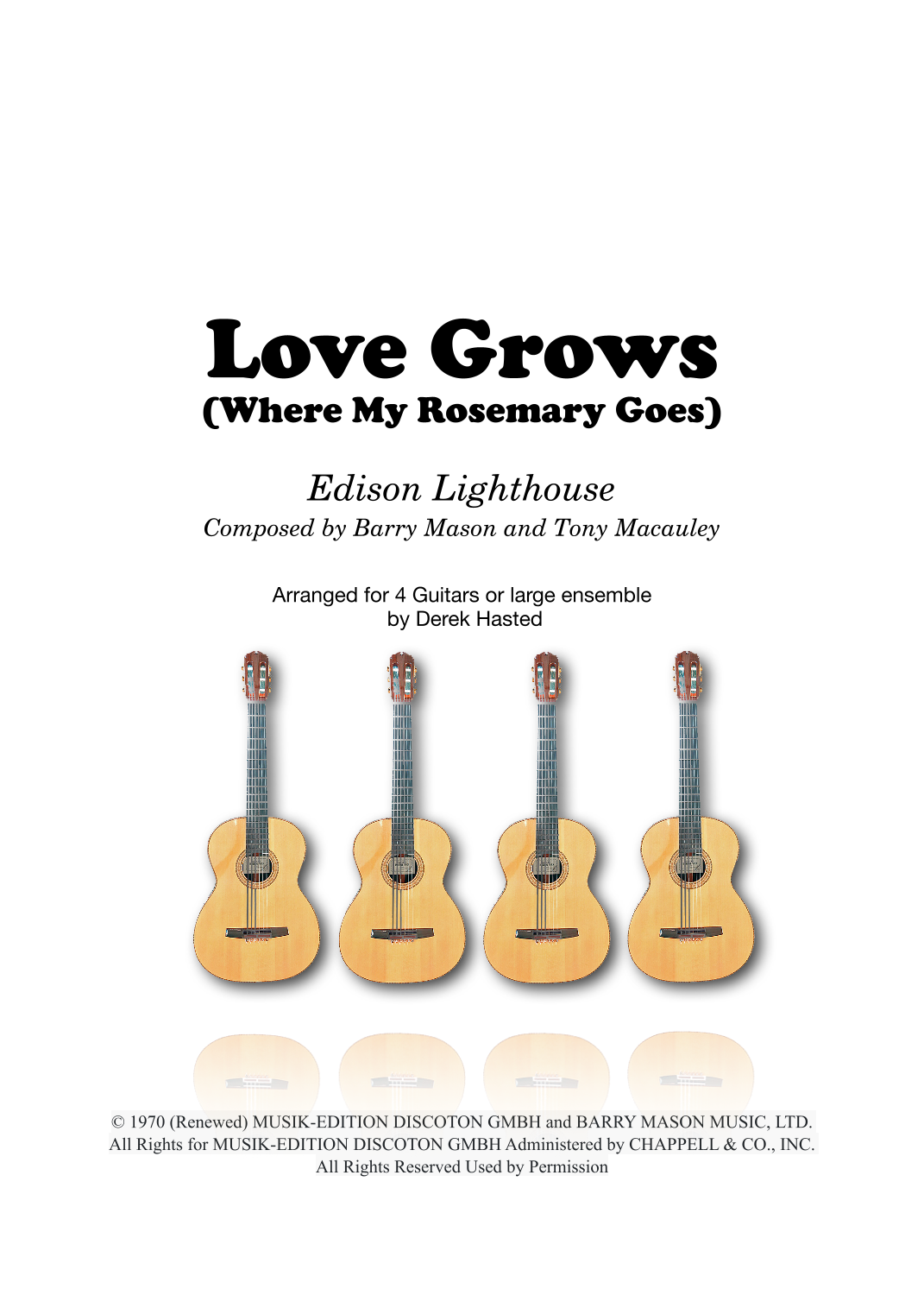 Love Grows (Where My Rosemary Goes) by Edison Lighthouse Sheet Music ...