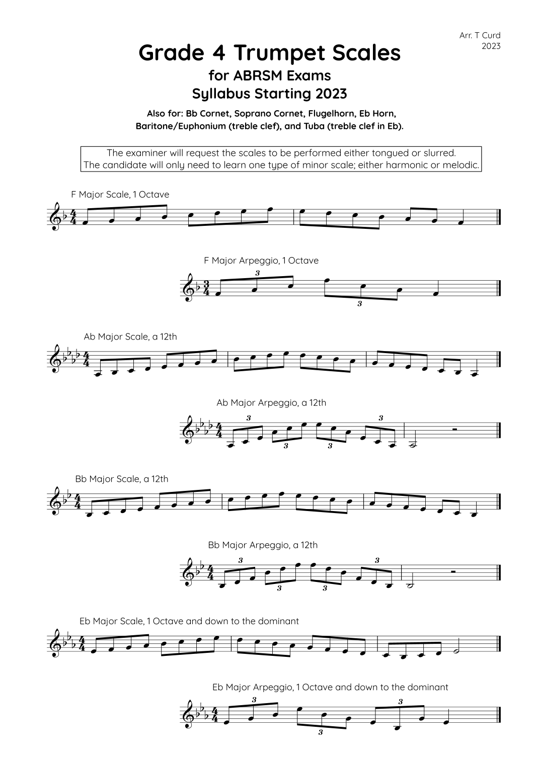 Trumpet Scales Grade 4 For The New ABRSM Syllabus From 2023 Sheet Trumpet Scales Grade 4 For The New ABRSM Syllabus From 2023 Sheet