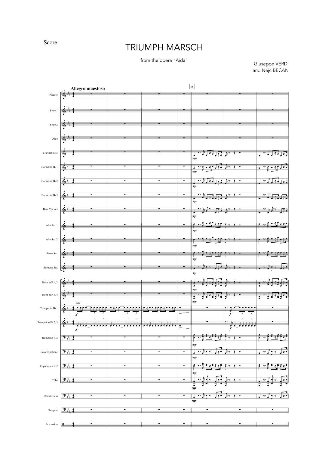 Triumph Marsch (arr. Nejc Bečan) by Giuseppe Verdi Sheet Music for ...